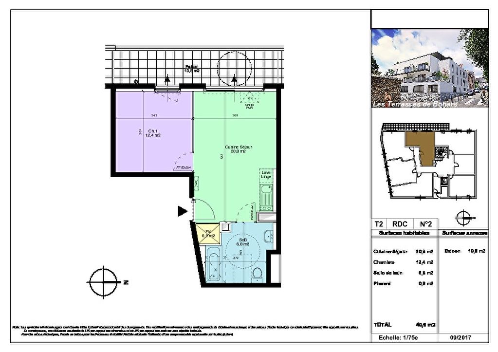 Appartement T2 neuf de 40,9 m2 Bohars centre, terrasse, parking : 138 ...